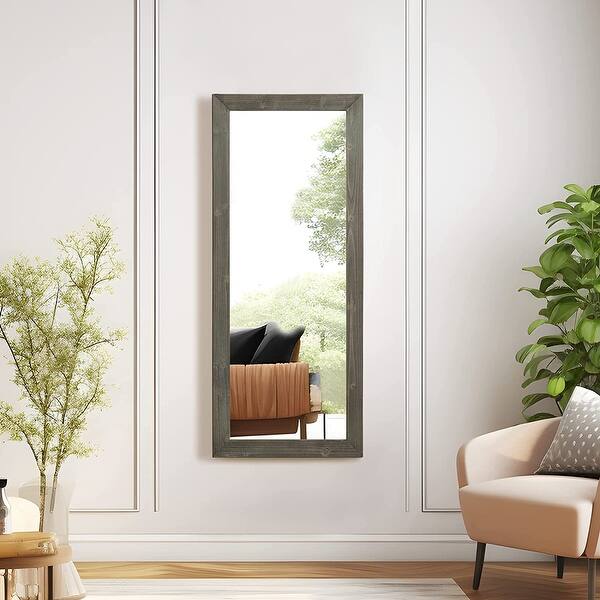 Over The Door Mirror Full Length Door Mirror with Wood Frame Hanging ...