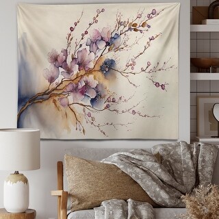 Designart 'Pink And Plum Cherry Blossom Branch III' Tree Cherry Blossom ...