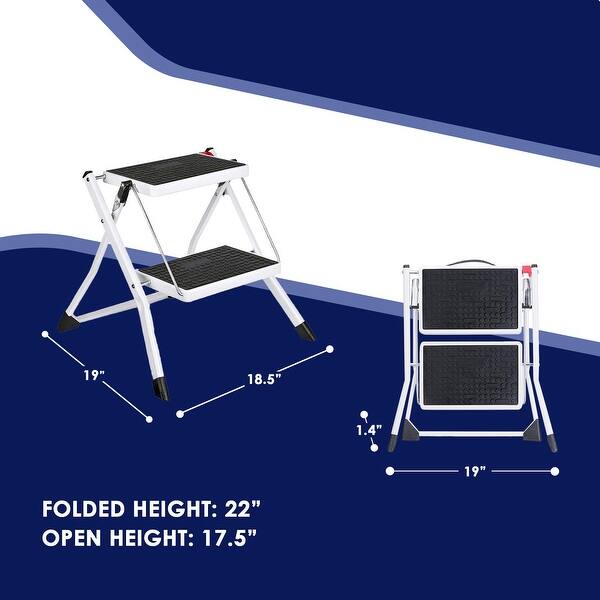 Delxo Steel Folding 2 Mini Step Stool Stepladder w/Non-Skid Stair ...