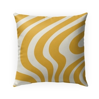 WAVY ABSTRACT PRINT BRIGHT YELLOW Outdoor Pillow By Becky Bailey - Bed ...