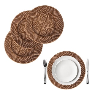 Set 4 Premium Rattan Rustic Charger Plate for Dining Table - Bed Bath ...