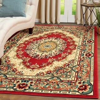 Superior Classic Floral Scroll Border Indoor 3-Piece Area Rug Set - 3PC ...