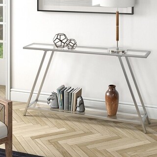 Silver Metal/Glass Console Table - 54 x 84 - Bed Bath & Beyond - 39048743