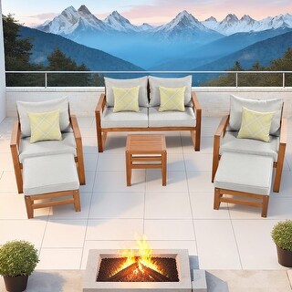 Outdoor 6-Piece Conversation w/ Ottomans and Cushions, Sunroom ...