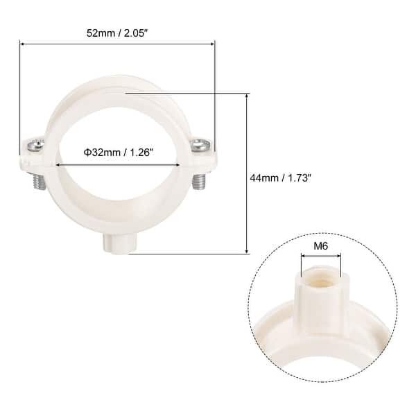 32mm Dia Pipe Hose Clips PVC Bracket Clamps Split Ring Hangers with ...