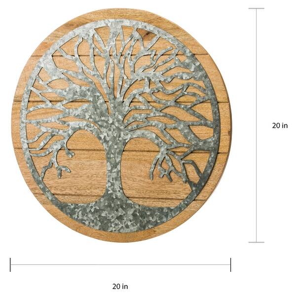 20-inch Round 'Tree of Life' Wood and Metal Wall Decor - Bed Bath ...
