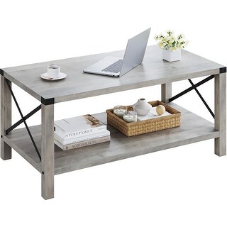 Rectangle End Table Wood and Metal Industrial Cocktail Table - Bed Bath ...