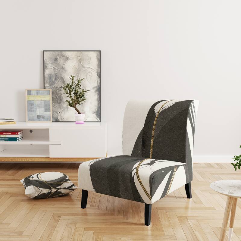 Designart "Gold Glamour Circle IV" Upholstered Glam Accent Chair - Arm ...