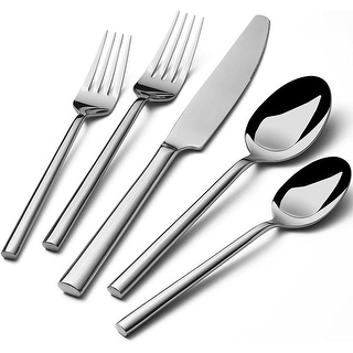 20-Piece Forged Silverware Set Stainless Steel Flatware Set - Bed Bath ...