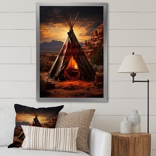 Designart "Orange Native Tipi Embracing Tradition I" Native American ...