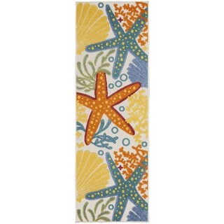 2' X 8' Blue And Orange Animal Print Non Skid Indoor Outdoor Runner Rug ...