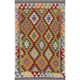 Reversible Kilim Foyer Rug Flatweave Wool Multi-Color Carpet - 3'0"x 5 ...