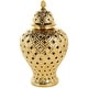 Gold Ceramic Living Room Decorative Jars with Geometric Cutout Design ...