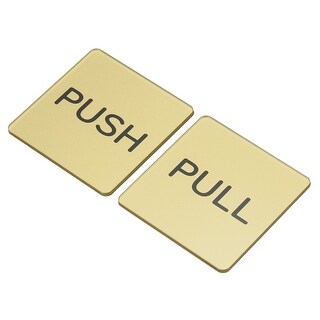 2Pcs Push Pull Door Sign Adhesive Square Acrylic Sticker Marker Golden ...