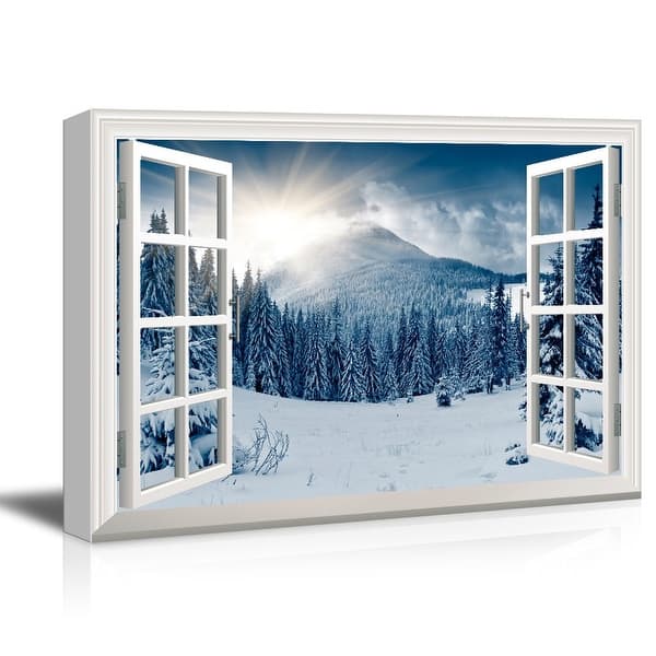 3D Visual Effect View Through Window Frame Canvas Wall Art - Bed Bath ...