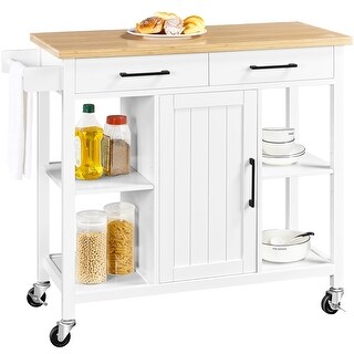 Yaheetech Mobile Kitchen Cart on Lockable Wheels With Storage - Bed ...