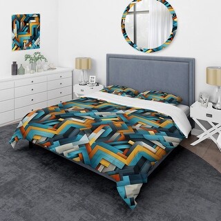 Designart "Industrial Matrix Geometric Reflections" Yellow Modern ...