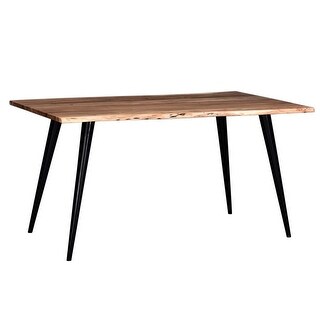 Sal 48 Inch Dining Table, Acacia Wood, Live Edges, Natural Brown, Black ...