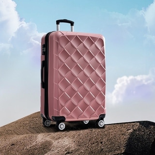 Rose Gold 3 Piece Rhombic Luggage Set, Expandable Hard Luggage Sets w ...