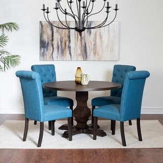 Roundhill Furniture Kerbau 5-piece Dining Set, Pedestal Round Table ...