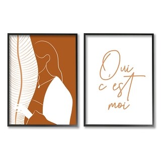 Stupell Oui C'est Moi French Phrase Woman Behind Palms 2pc Multi Piece ...