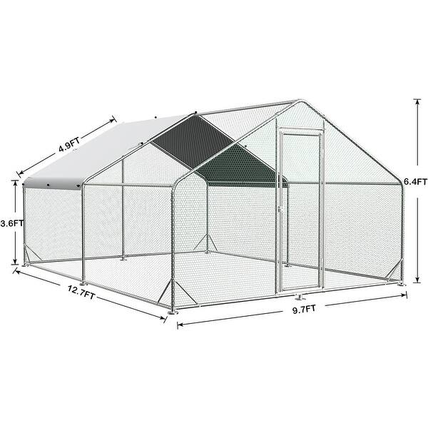 Metal Large Chicken Coop Walk-in Poultry Cage Hen Run House - Bed Bath ...