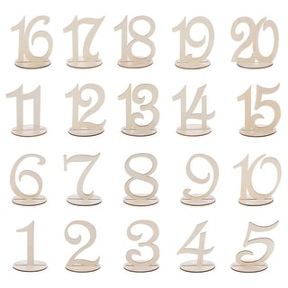 Wood Number Table Sign Holders Place Cards Rustic 1-20 4.1 x 4.1 x 0.1 ...