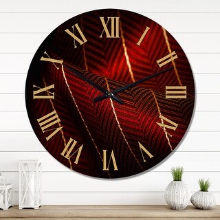 Designart 'Ruby Red Fabric With Gold Line I' Modern wall clock - Bed ...