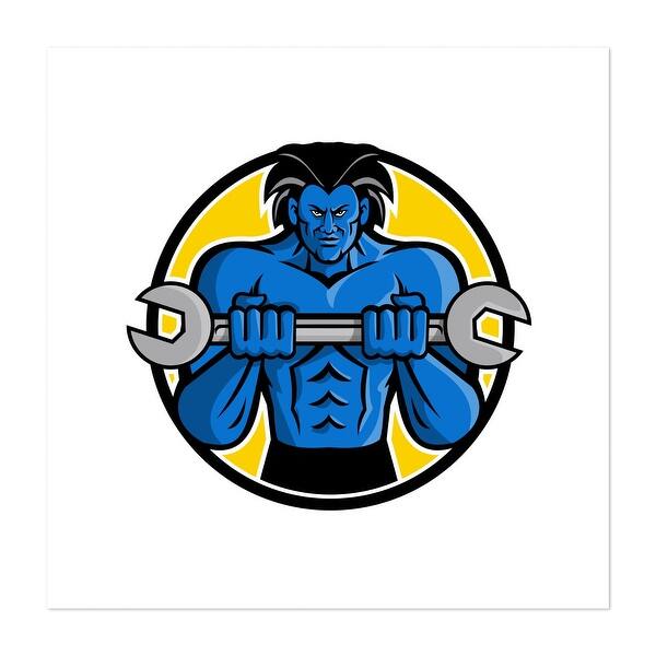 Blue Muscular Monster Wrench Mascot Illustrations Art Print/Poster ...