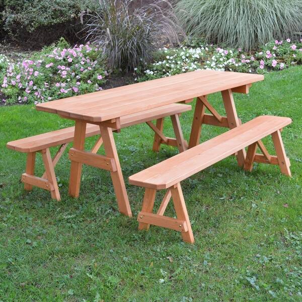 Pressure Treated Pine 6' Traditional Picnic Table with 2 Benches - Bed ...