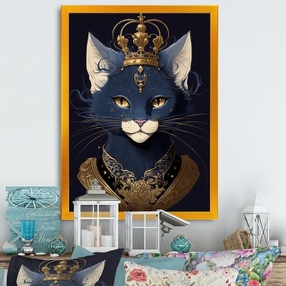 Designart "Portrait Of A Royal Blue Cat Prince II" Animals Cat Framed ...
