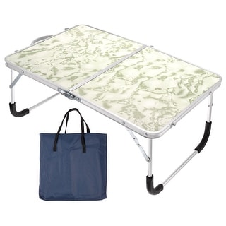 Foldable Laptop Table, Picnic Bed Tray Table with Tote Bag White Green ...