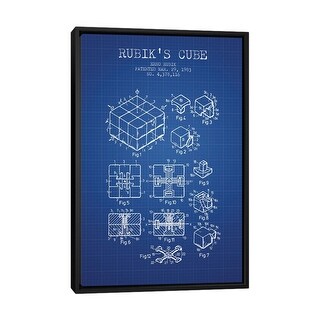 iCanvas "Erno Rubik Rubik's Cube Patent Sketch (Blue Grid)" by Aged ...
