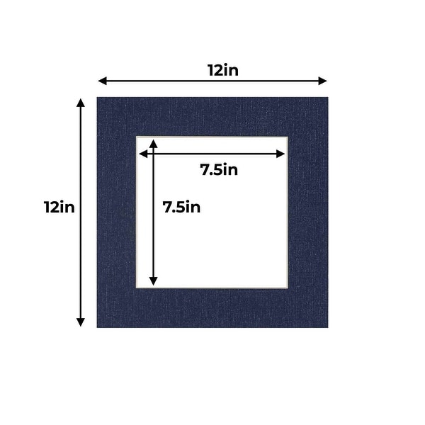 12x12 Mat for 8x8 Photo - Navy Canvas Texture Matboard for Frames ...