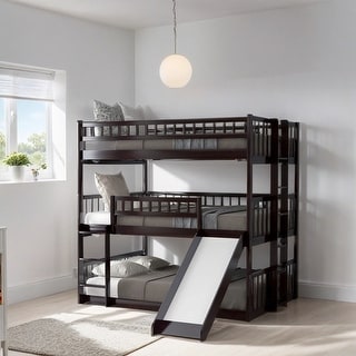 Full Over Full Over Full Triple Bed with Built-in Ladder and Slide ...