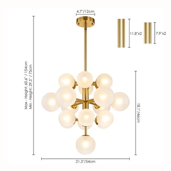 Burness 19-Light 4-Tiered Cluster Sputnik Atomic Glass Globe Bubble ...