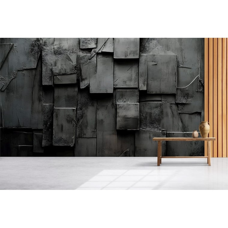 Modern Industrial 3D Wall Mural Dark Concrete Panel Texture Wallpaper ...