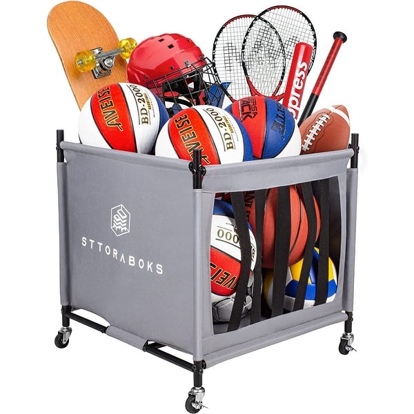 Sttoraboks Sports Ball Storage Cart with Wheels, Lockable Ball ...
