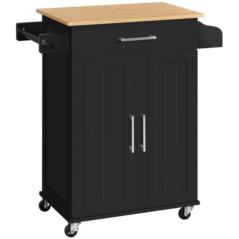 Yaheetech Rolling Kitchen Car with Towel Rack,Drawer, 2 Doors ...