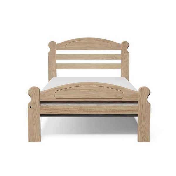 Twin Bed Frame Solid Pine Single Wooden Bed Unfinished Furniture with Wooden Bed Slats Kids ...