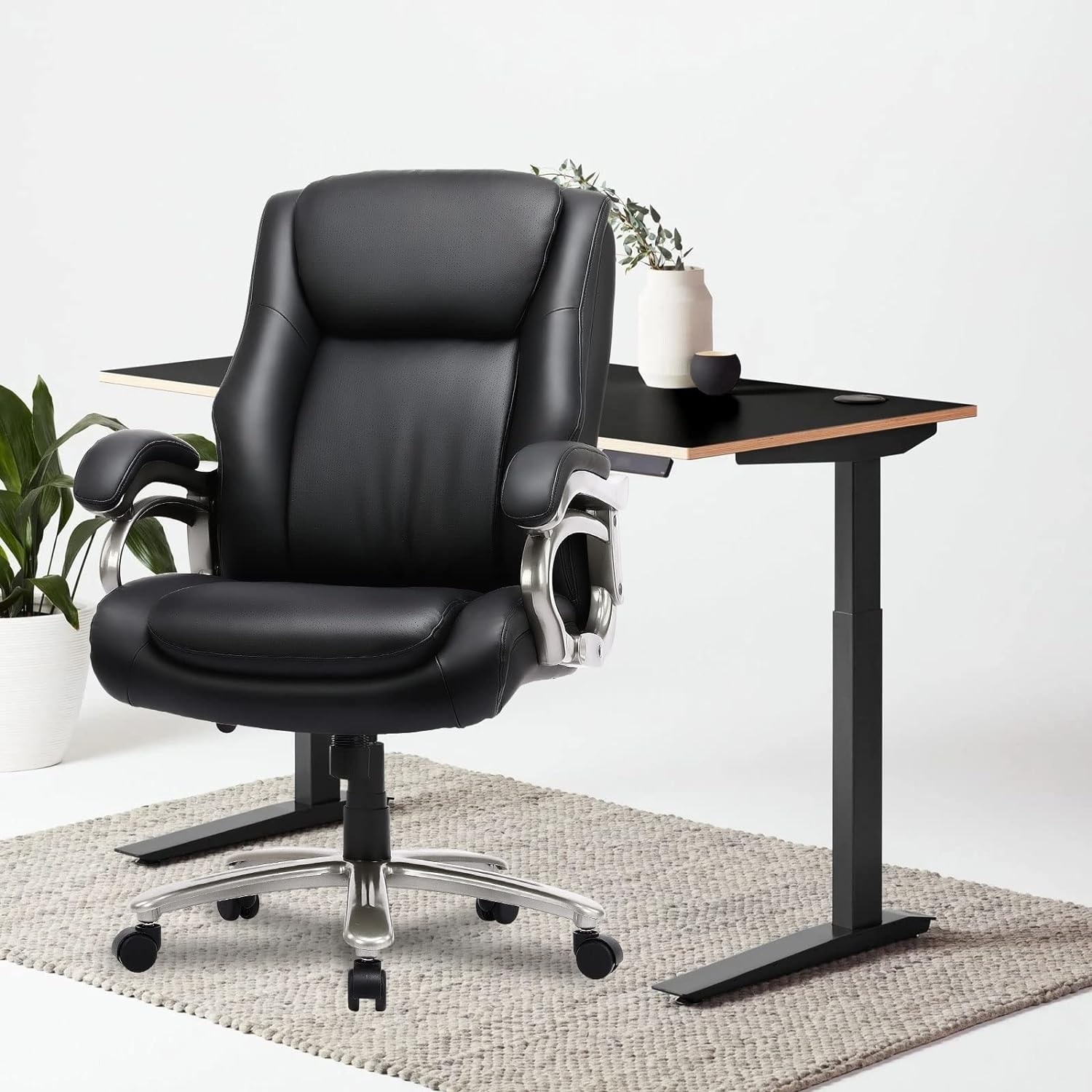 High Back PU Leather Executive Computer Desk Big and Tall Office Chair ...