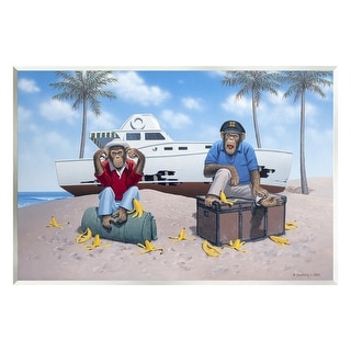 Stupell Chimps & Yacht on Beach Wall Plaque Art Design by Richard ...