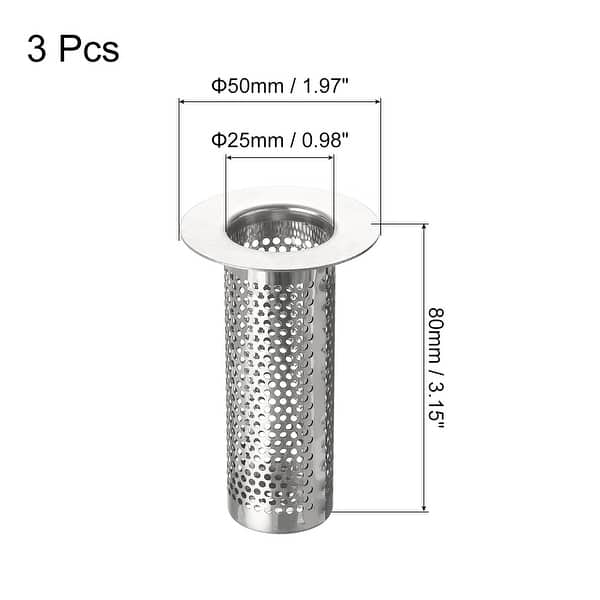 3Pcs Bathroom Sink Strainer, Fit for Drain Hole, 80mm/3.15" Deep - Bed ...