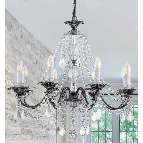 Eudora 8-Light Crystal Chandelier Candle Style Antique Black - 18"H x ...