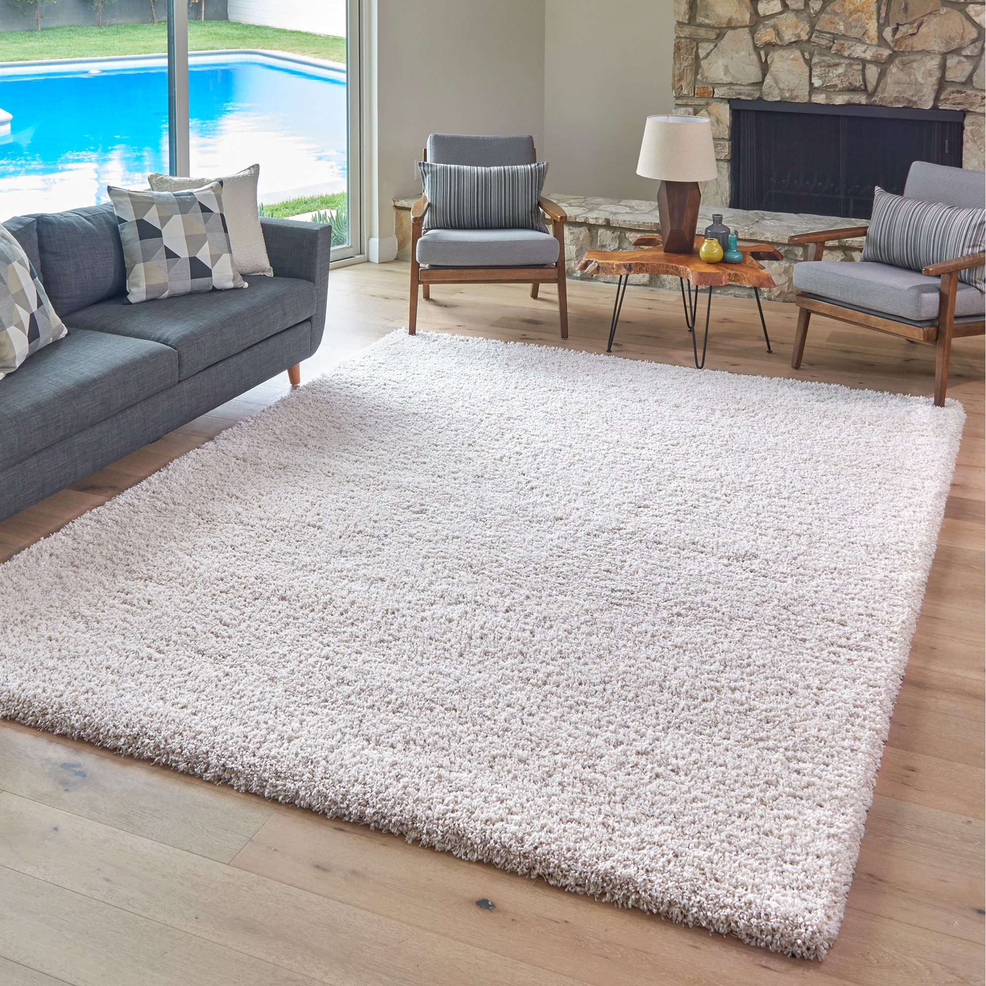 Gertmenian Ultimate Shag Solid Ivory Plush Shag Area Rug - On Sale ...