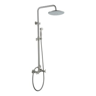 Exposed Pipe Shower System with 10-In Rainfall Shower Head and Handheld ...