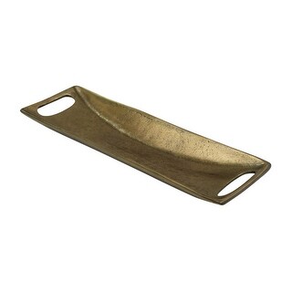 Rectangular Metal Tray with Cut Out Handles, Small, Set of 2, Brass ...