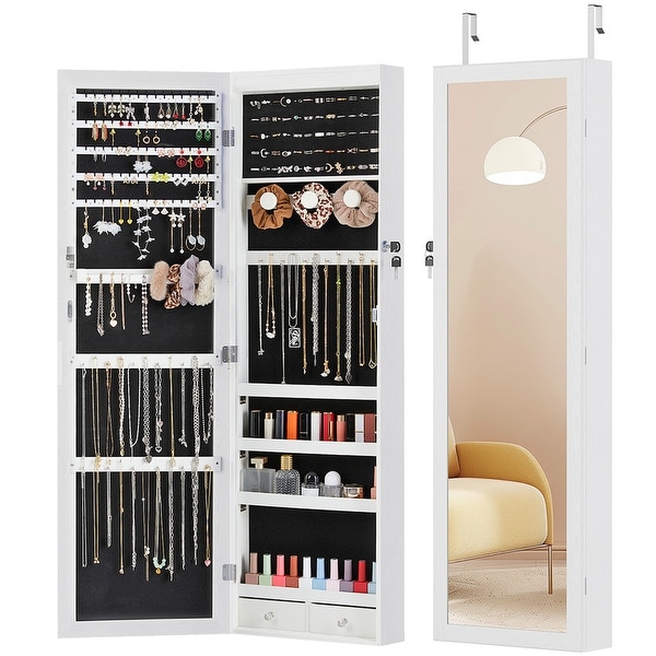 Tall mirrored jewelry armoire store