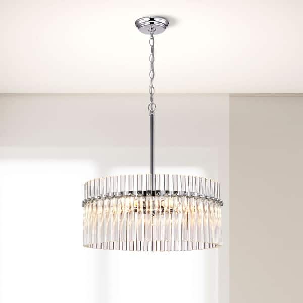 Casandra Chrome Crystal 5-light Pendant Chandelier - Bed Bath & Beyond ...