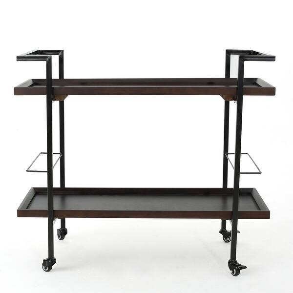 Sleek Modern Industrial Bar Cart in Walnut Wood Finish for Dining Room ...